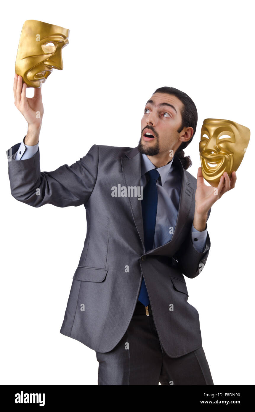 Businessman with mask concealing his identity Stock Photo - Alamy