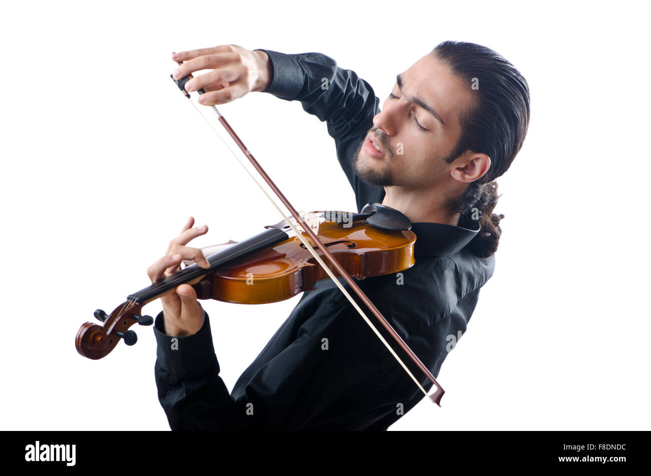 Violin player isolated on white Stock Photo - Alamy