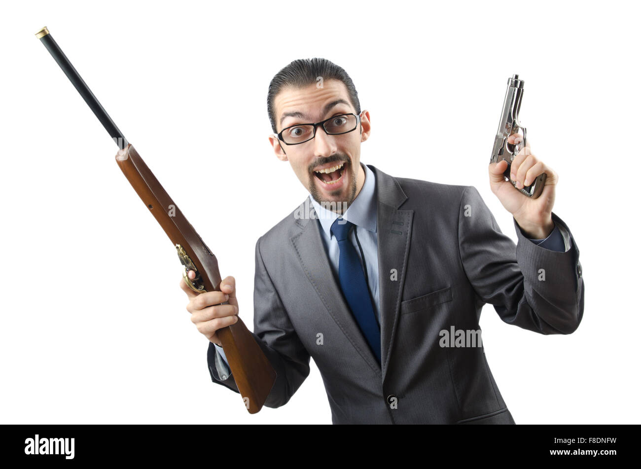 Funny Businessman Gun On White High Resolution Stock Photography and ...