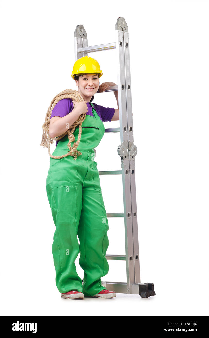 Workman standing ladder Cut Out Stock Images & Pictures - Alamy