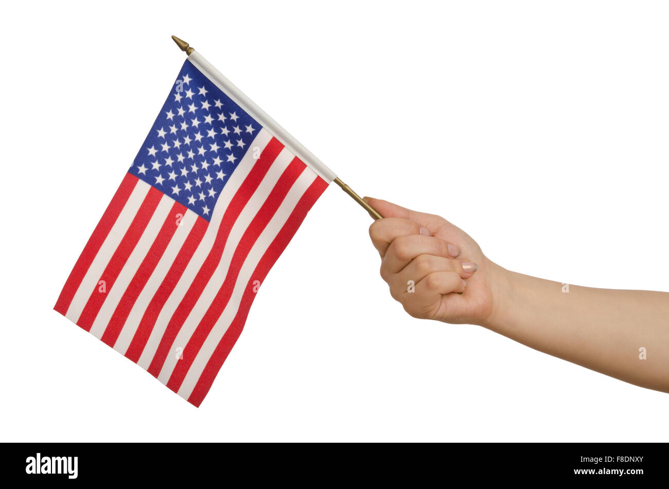 Hand holding american flag on white Stock Photo - Alamy