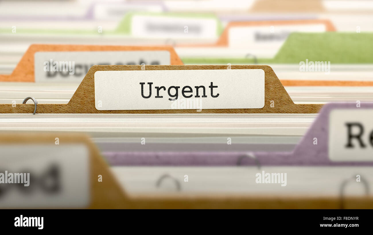 Urgent Concept on File Label Stock Photo - Alamy