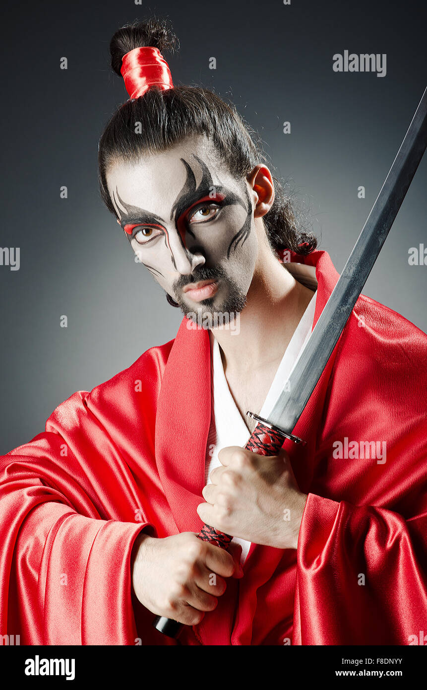Japanese actor with sword Stock Photo - Alamy