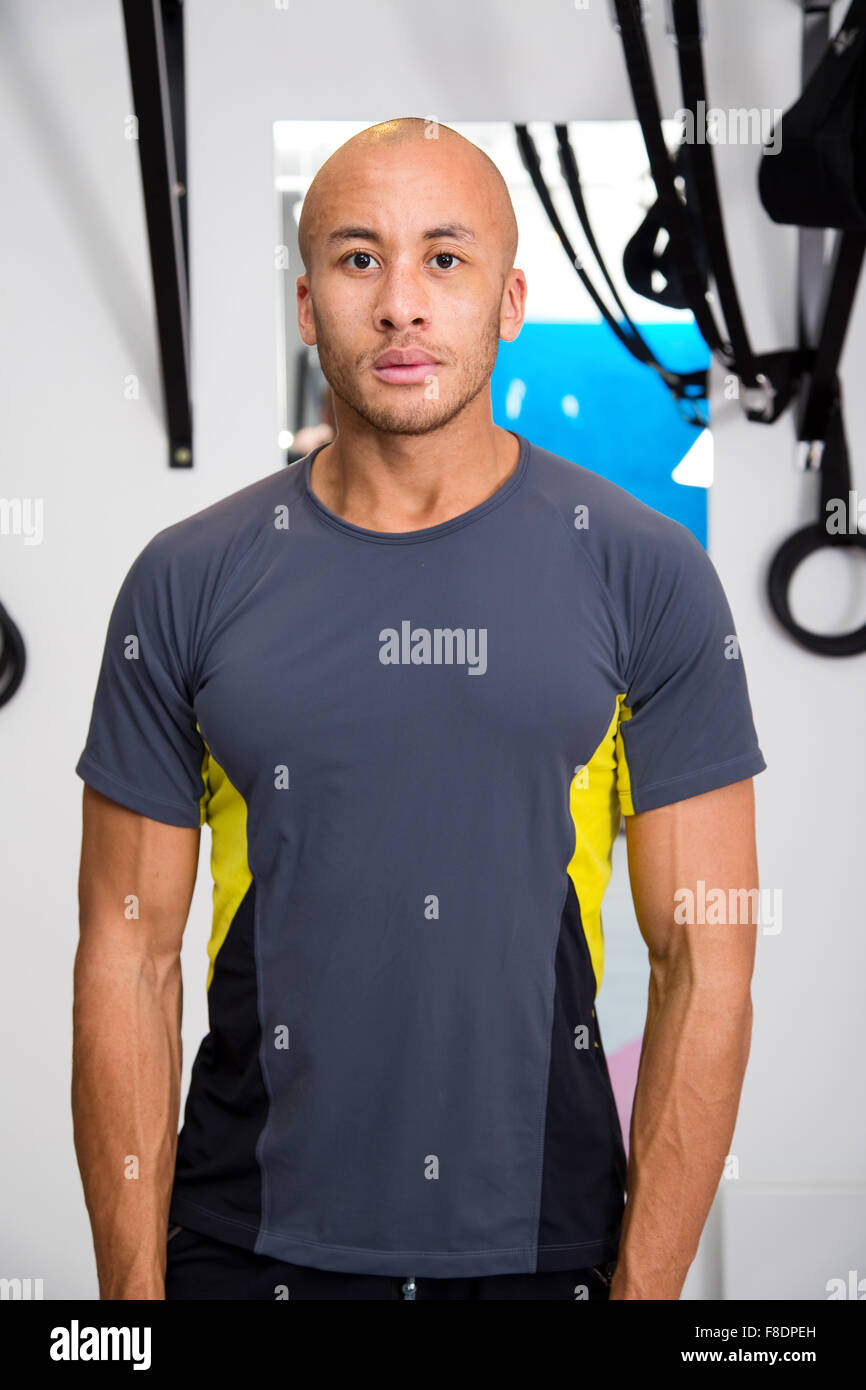 a portrait of a healthy man at the gym Stock Photo - Alamy
