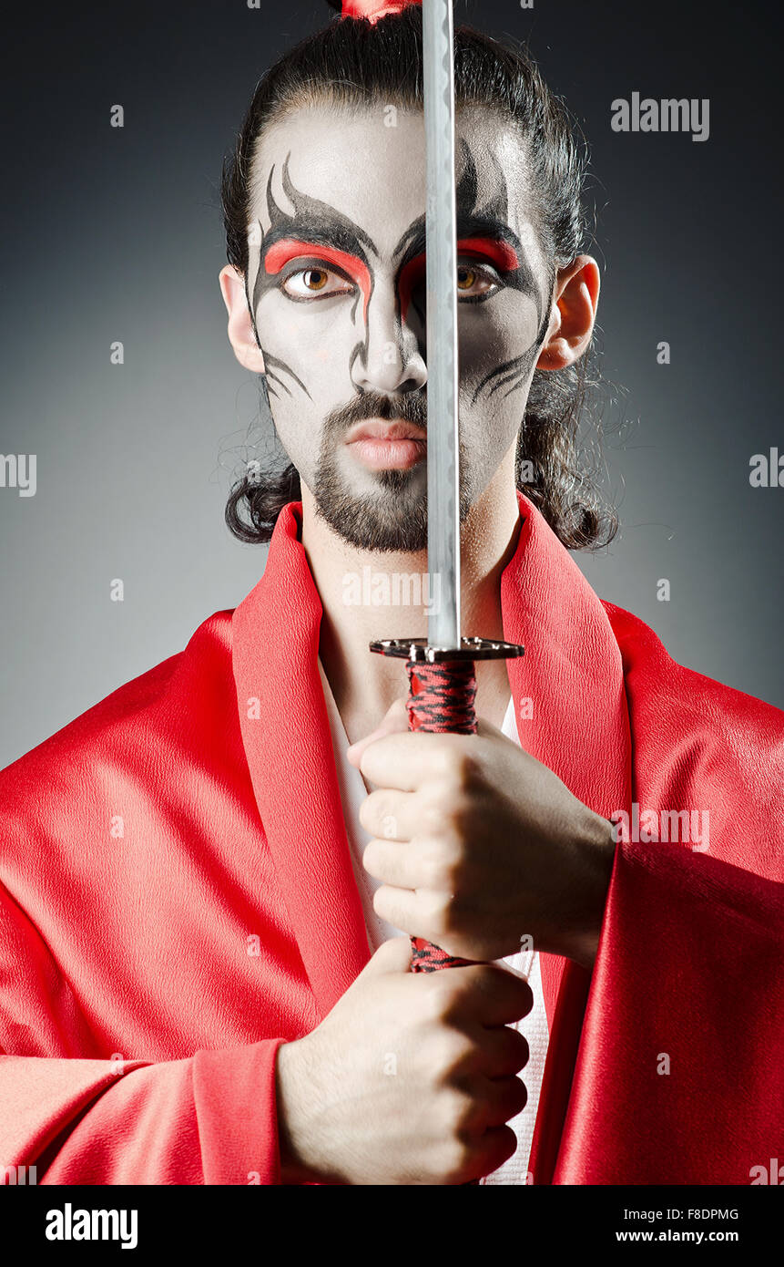 Japanese actor with sword Stock Photo - Alamy