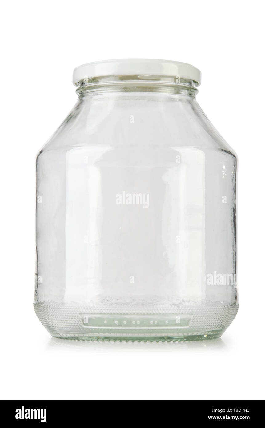 Glass empty jar isolated on white Stock Photo - Alamy
