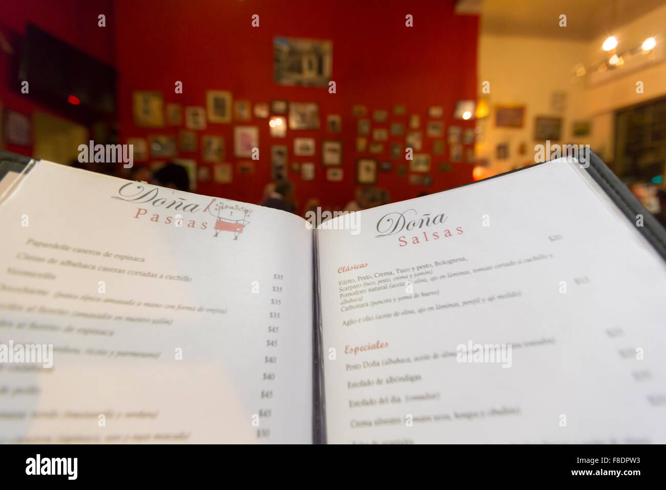 Menu in restaurant in Buenos Aires Stock Photo - Alamy