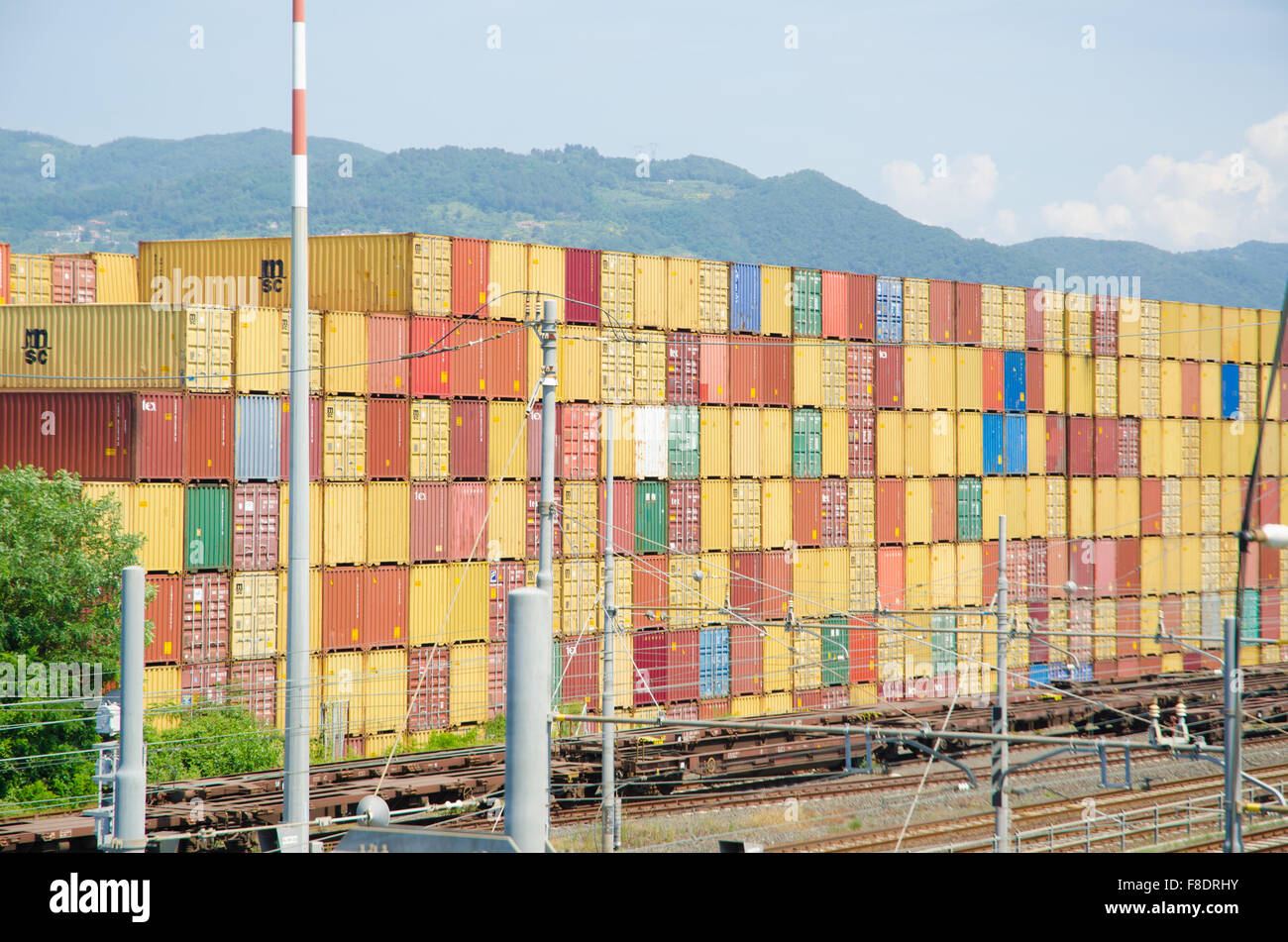 Stacks of containers at the loading port Stock Photo - Alamy