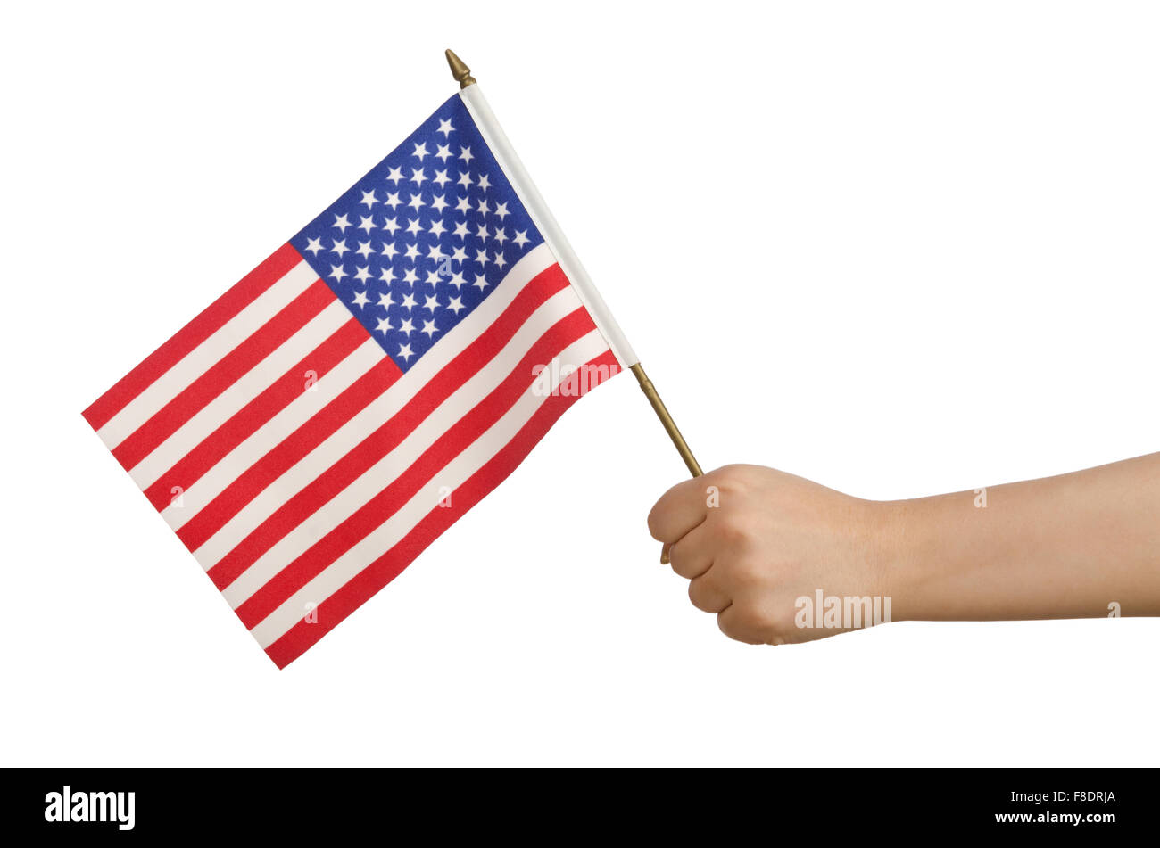 Hand holding american flag on white Stock Photo - Alamy