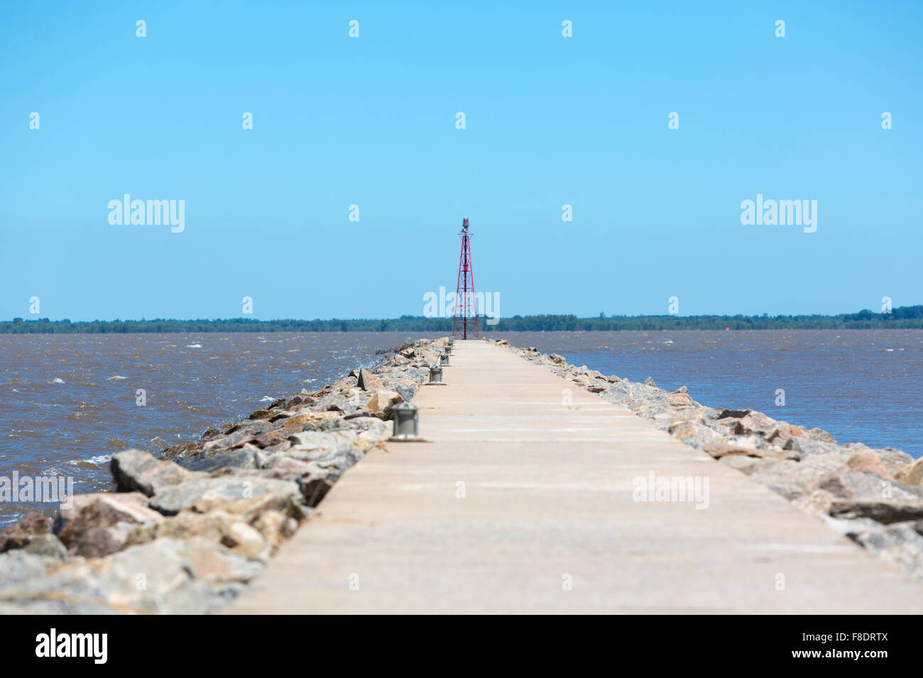 Artificial dike overlooking the river and Argentina Stock Photo - Alamy