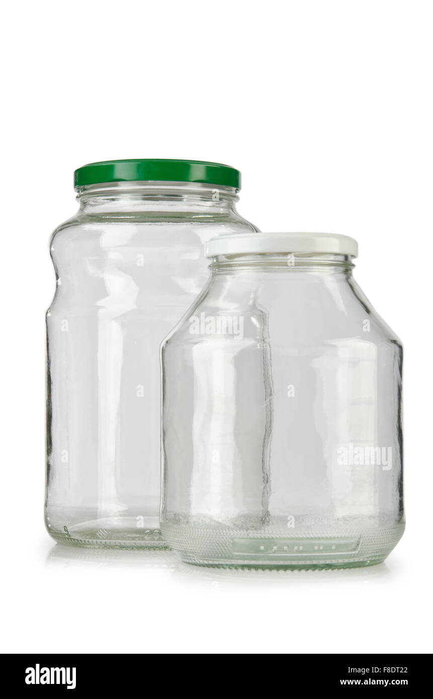 Glass empty jar isolated on white Stock Photo - Alamy