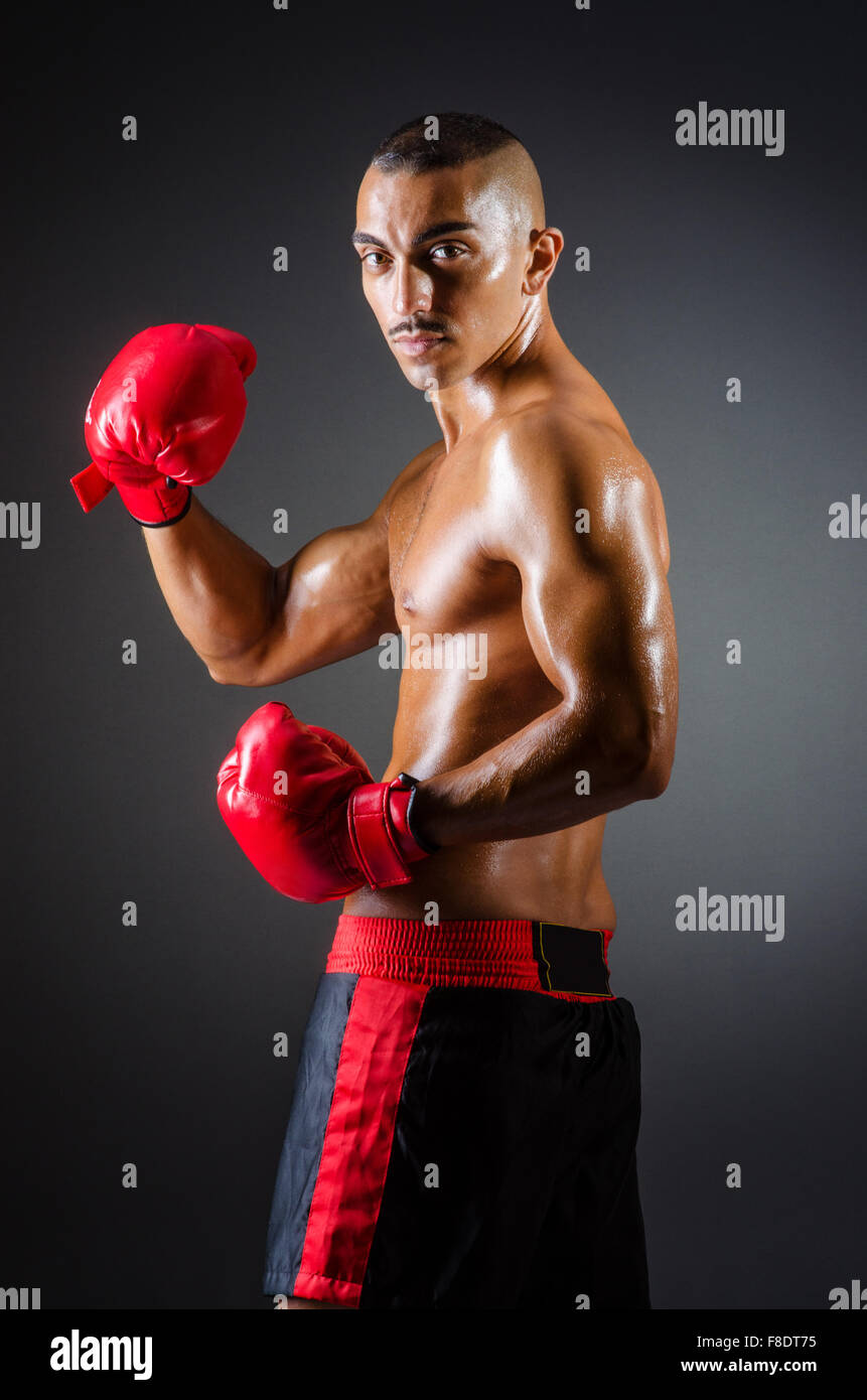 Muscular boxer in studio shooting Stock Photo - Alamy