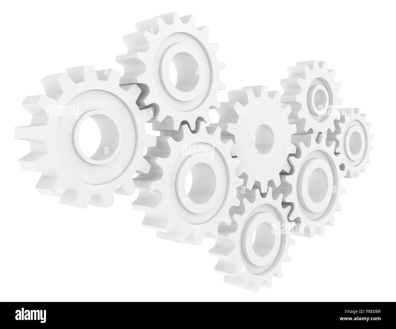 Cog wheel gear mechanism close-up. White background Stock Photo - Alamy