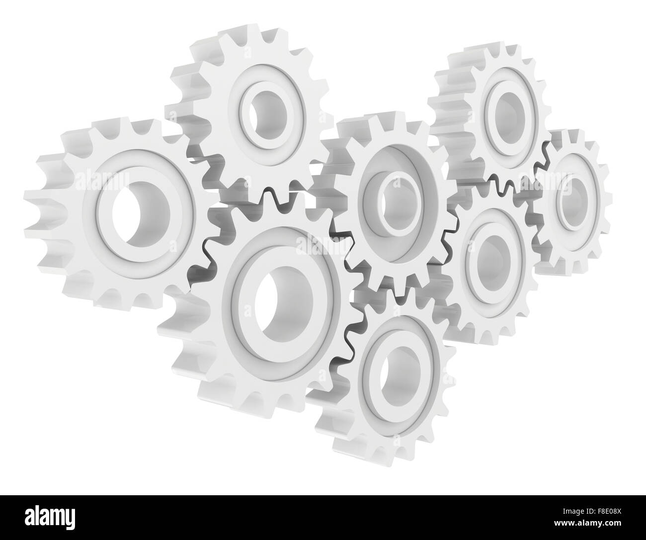 Cog wheel gear mechanism close-up. White background Stock Photo - Alamy