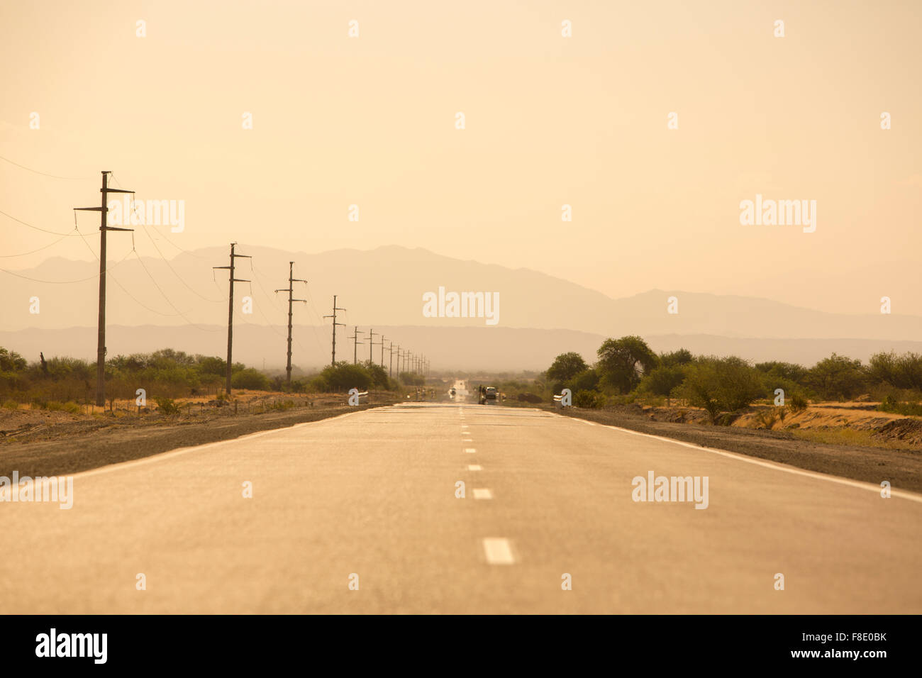 Straight Route 40 and mountains, North of Argentina Stock Photo - Alamy