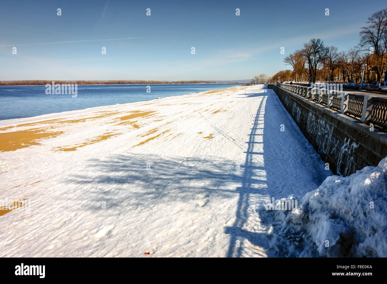 The Volga River and riverwalk in the city of Samara, Russia Stock Photo ...