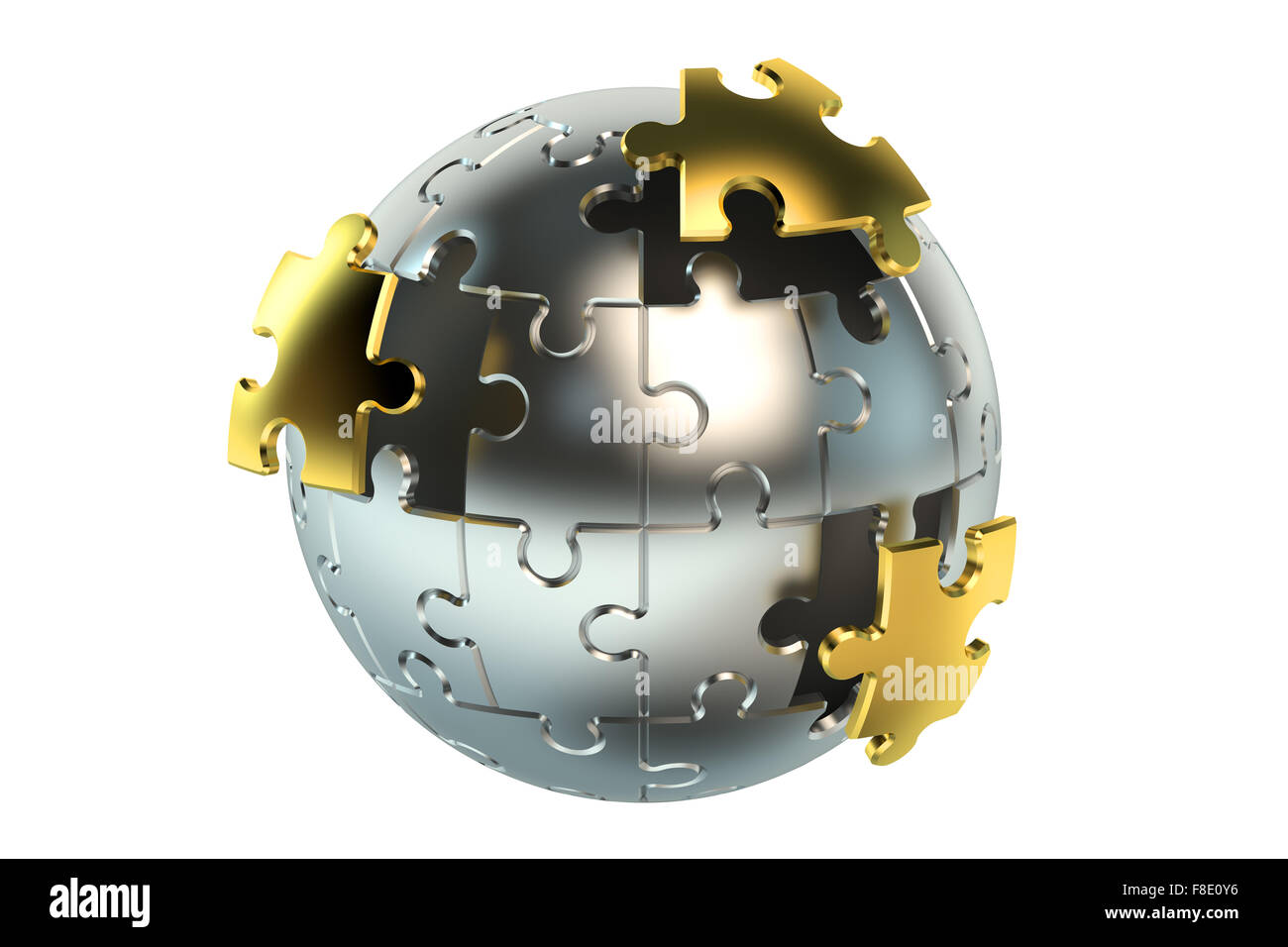 metallic spherical puzzle isolated on white background Stock Photo - Alamy