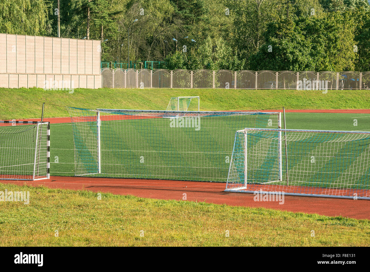 Soccer gates on the stadium Stock Photo - Alamy