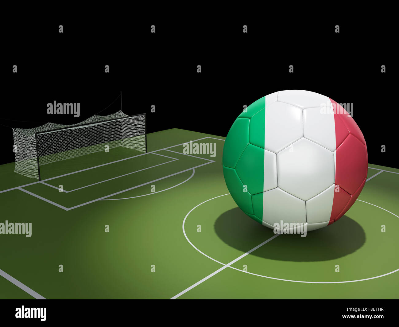3d illustration. Soccer field and Italy ball. Sports concept Stock ...