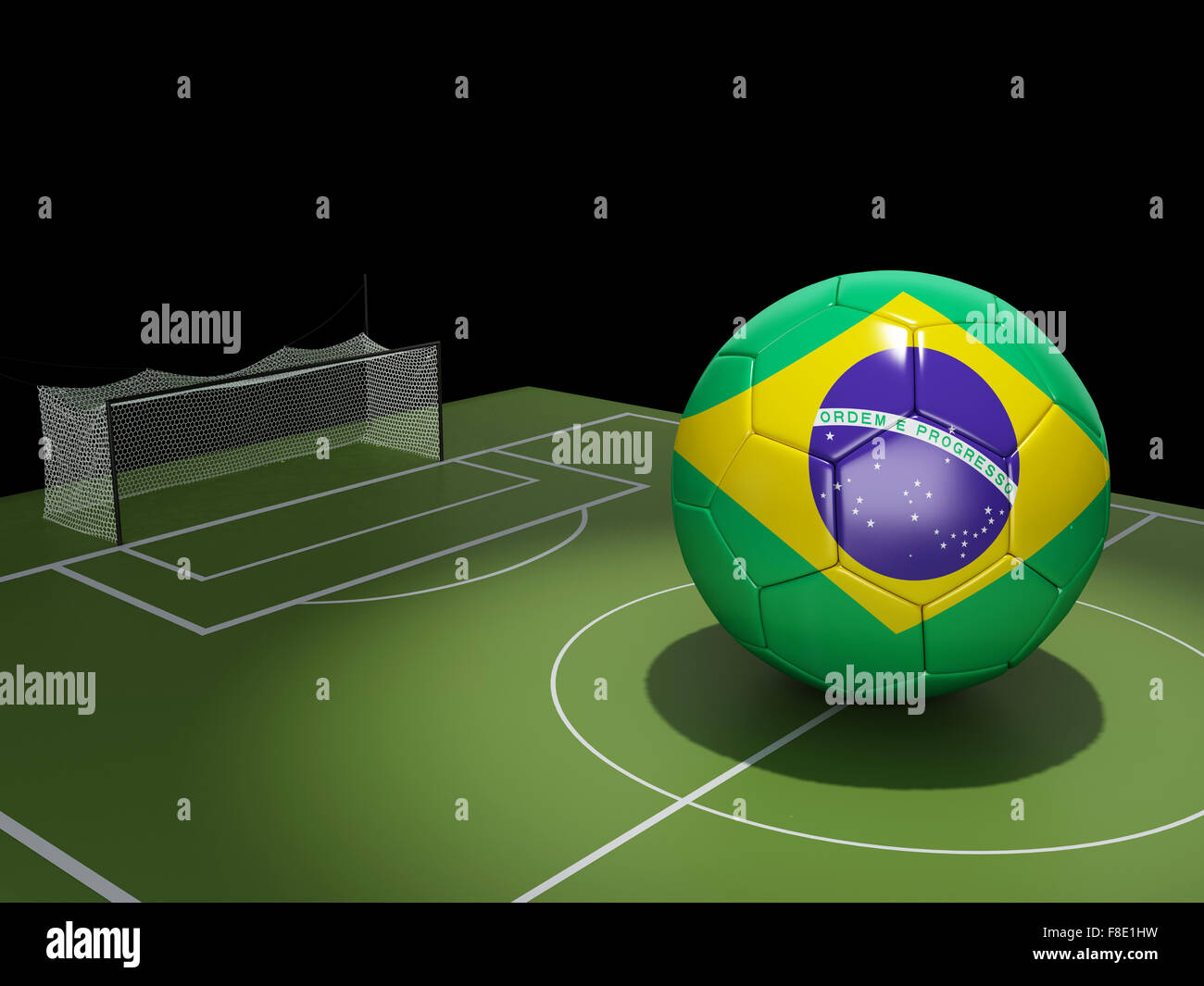 3d illustration. Soccer field and Brazil ball. Sports concept Stock ...
