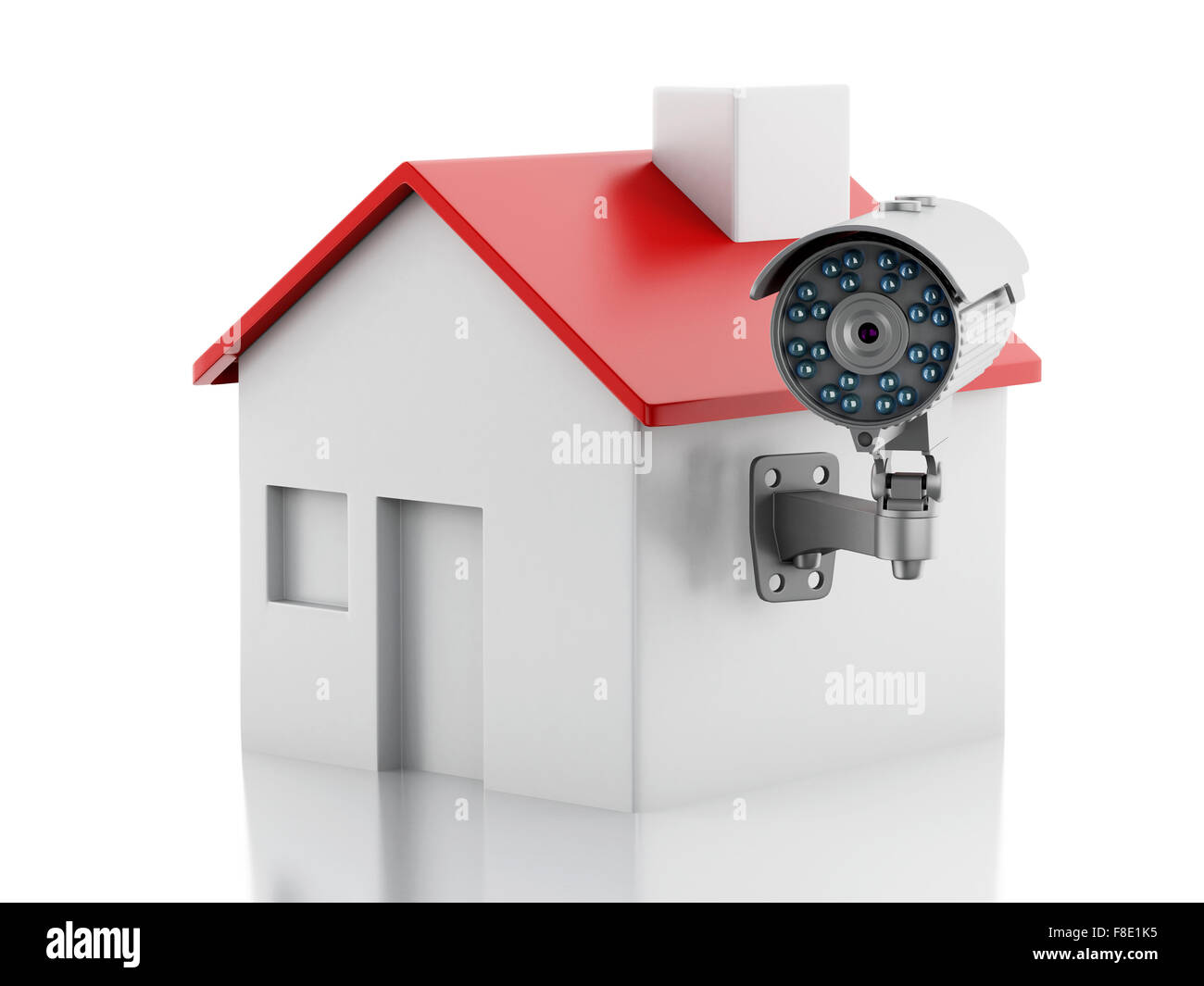 3d illustration. House with CCTV camera. Security concept. Isolated ...