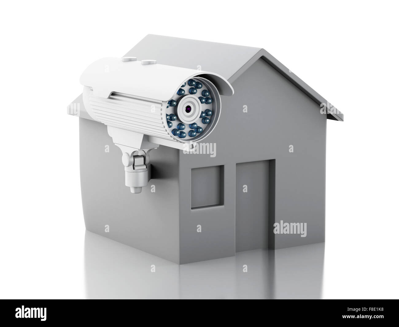 3d illustration. House with CCTV camera. Security concept. Isolated ...