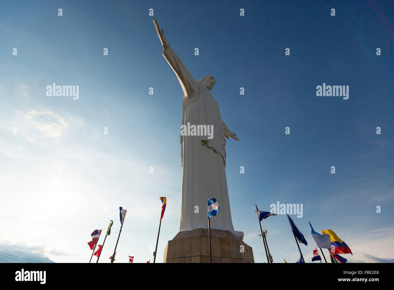 Cristo del Rey statue of Cali against a blue sky with international ...