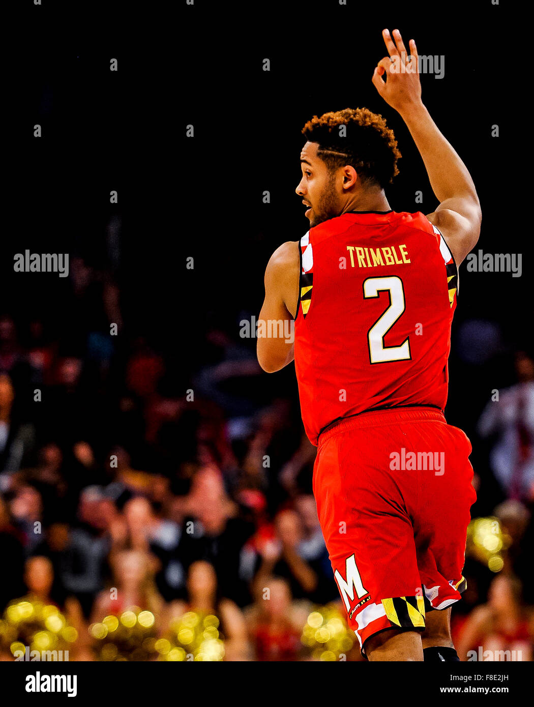 New York, USA. 8th Dec, 2015. Maryland's Melo Trimble celebrates a ...