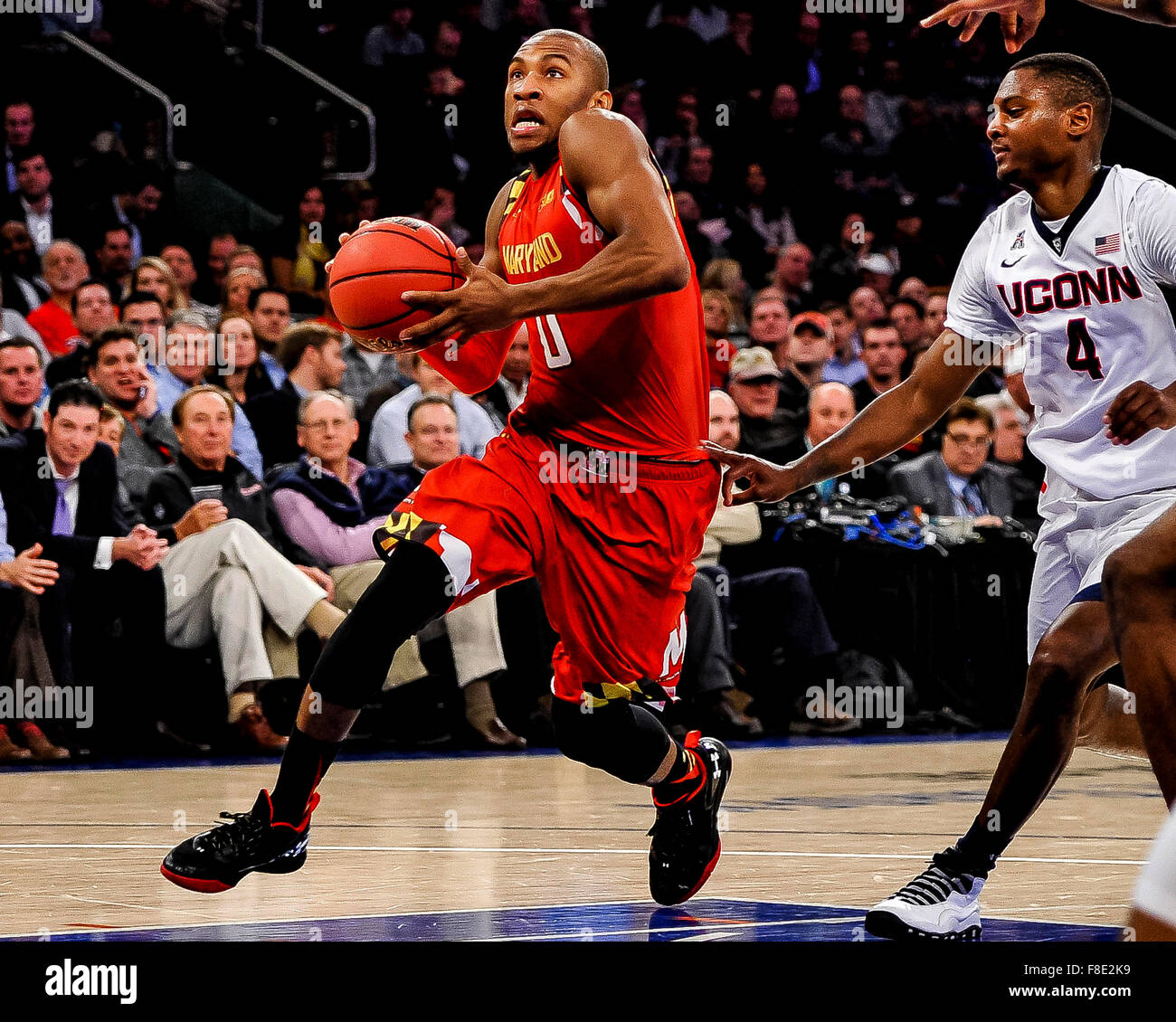 New York, USA. 8th Dec, 2015. Maryland's Rasheed Sulaimon races down ...