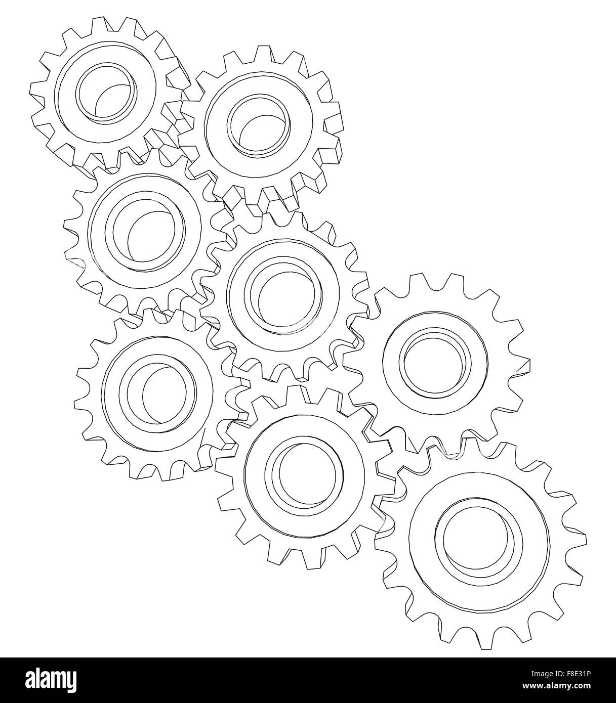 Vector Cog wheel gear mechanism close-up. White background Stock Vector ...