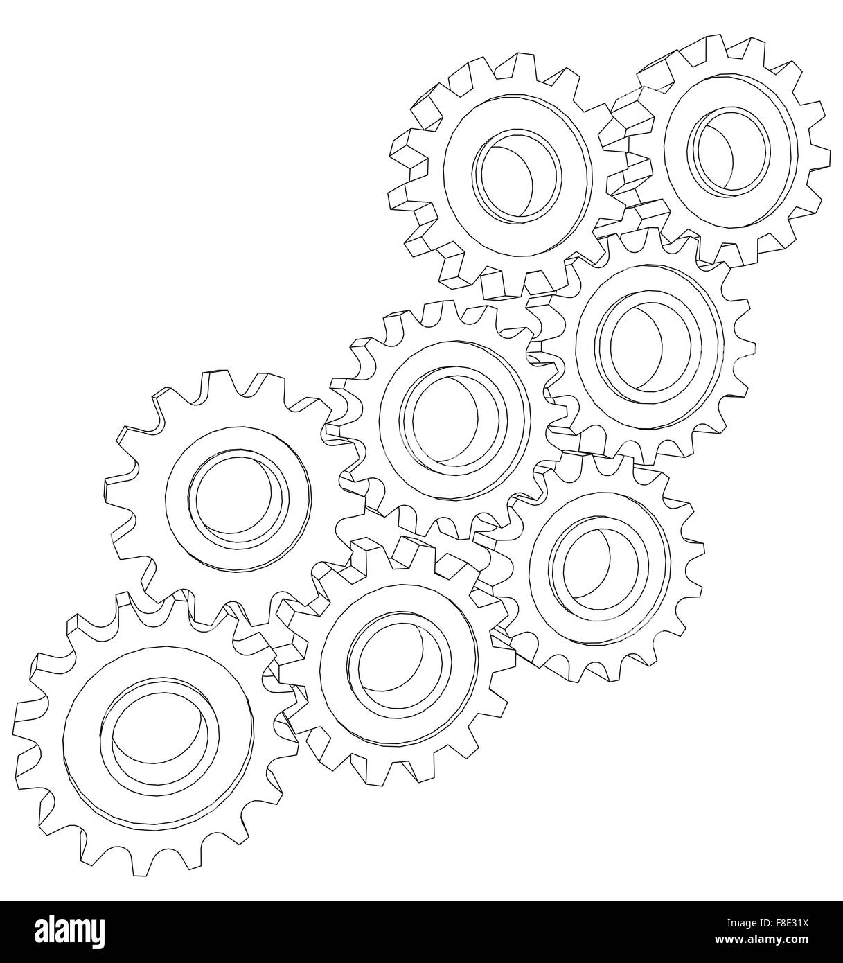 Vector Cog wheel gear mechanism close-up. White background Stock Vector ...