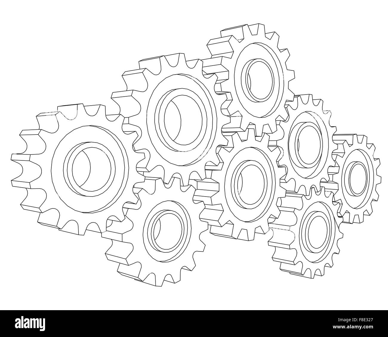 Vector Cog wheel gear mechanism close-up. White background Stock Vector ...