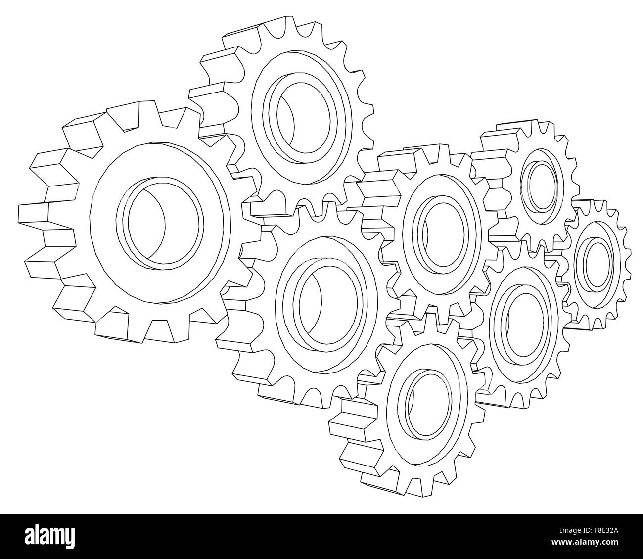 Vector Cog wheel gear mechanism close-up. White background Stock Vector ...