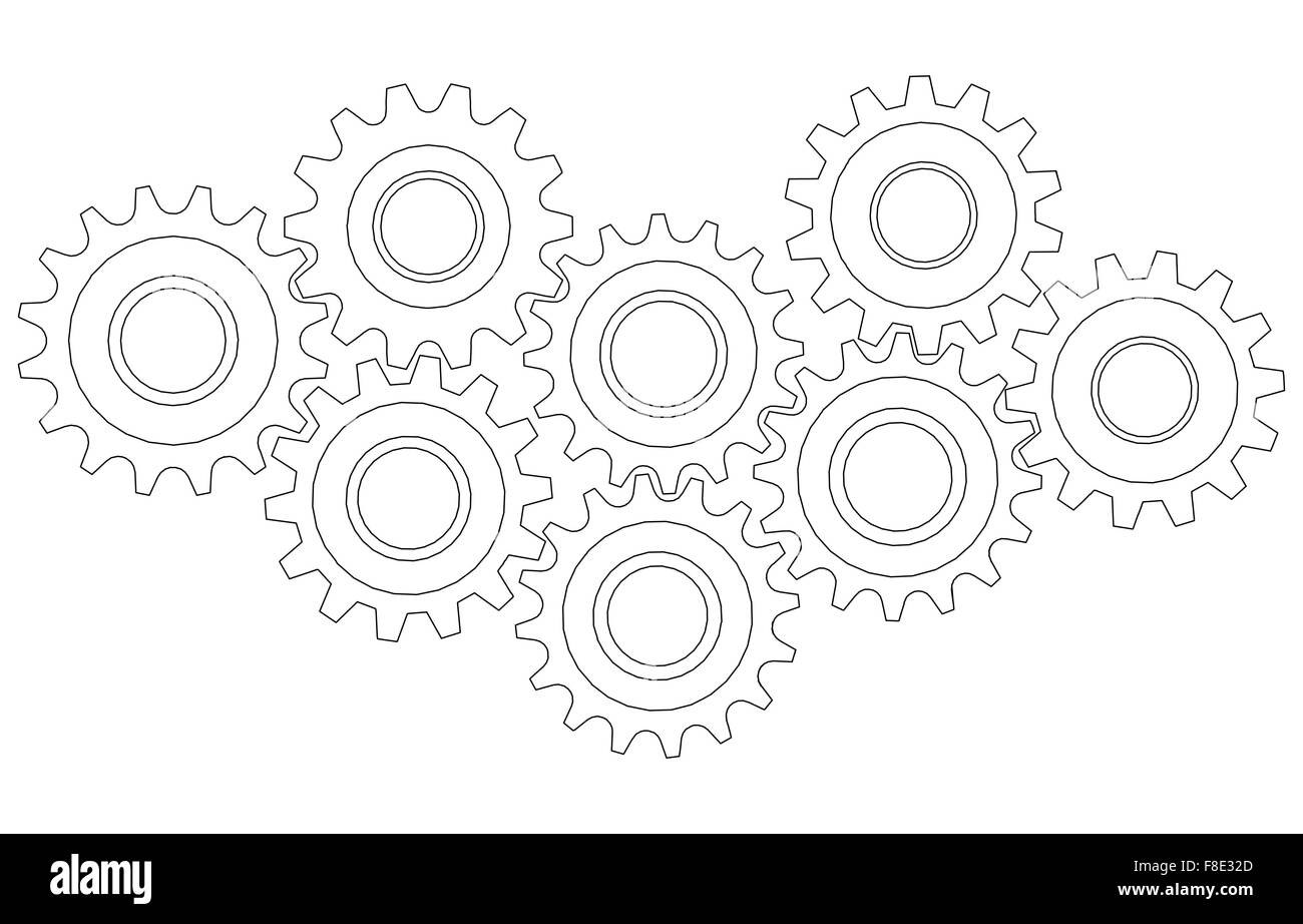 Vector Cog wheel gear mechanism close-up. White background Stock Vector ...