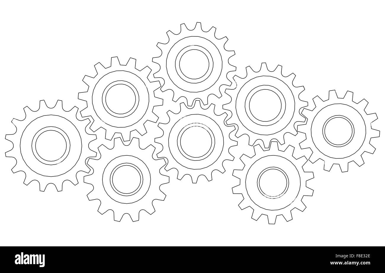 Vector Cog wheel gear mechanism close-up. White background Stock Vector ...
