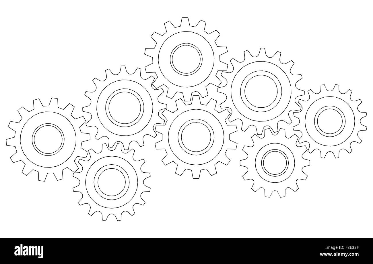 Vector Cog wheel gear mechanism close-up. White background Stock Vector ...