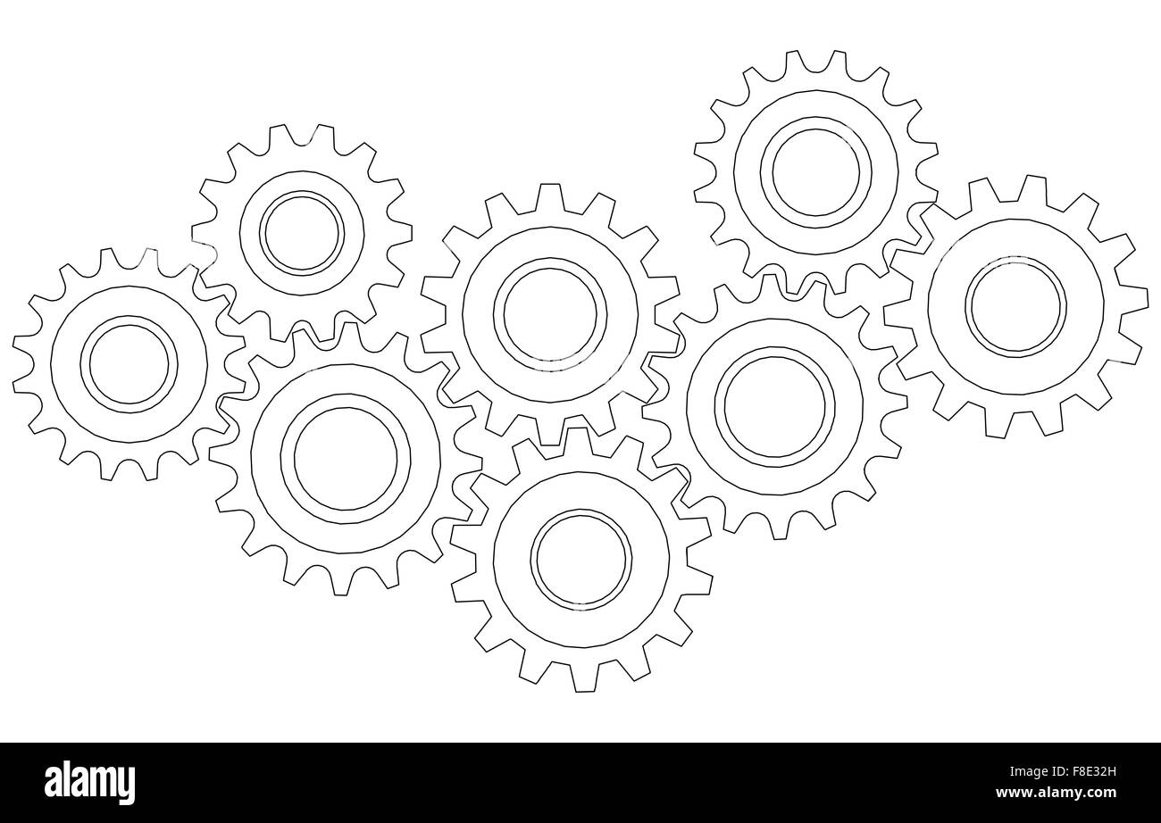 Vector Cog wheel gear mechanism close-up. White background Stock Vector ...