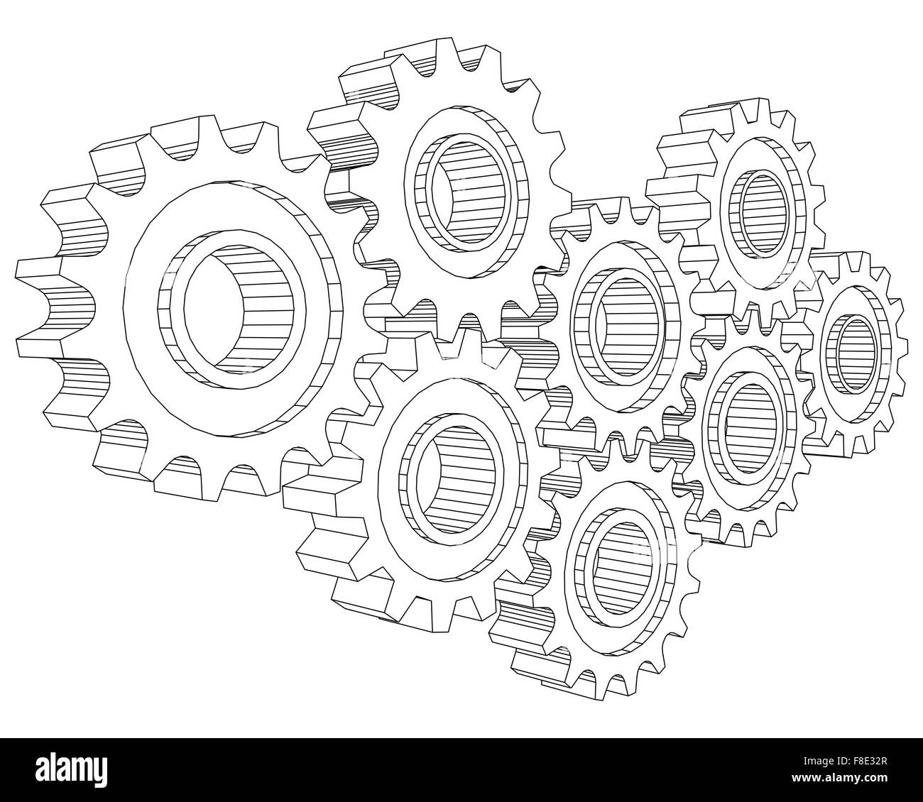 Vector Cog wheel gear mechanism close-up. White background Stock Vector ...