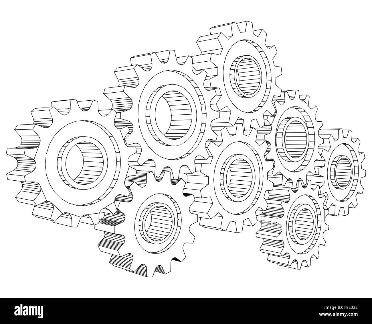 Vector Cog wheel gear mechanism close-up. White background Stock Vector ...