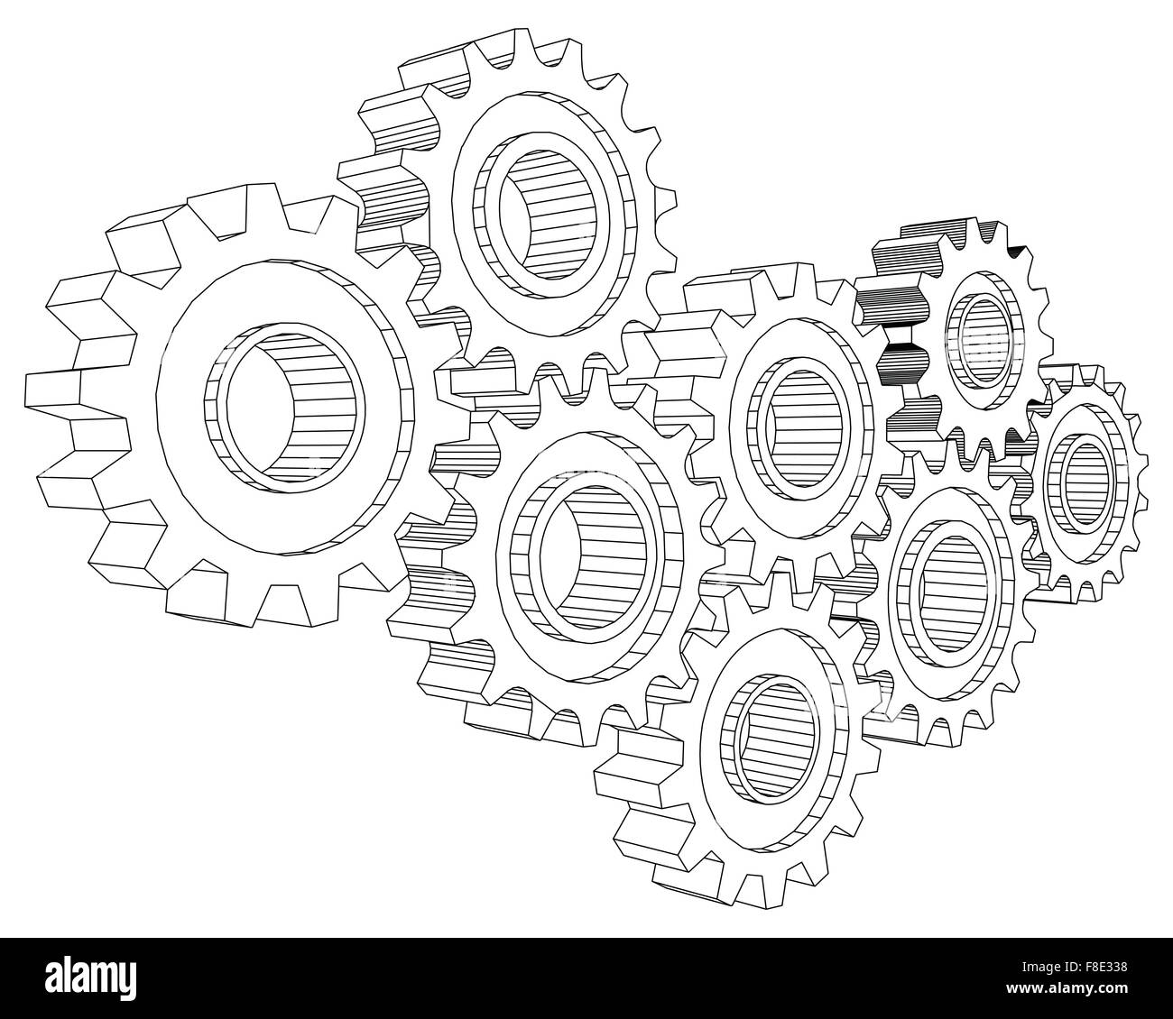 Vector Cog wheel gear mechanism close-up. White background Stock Vector ...