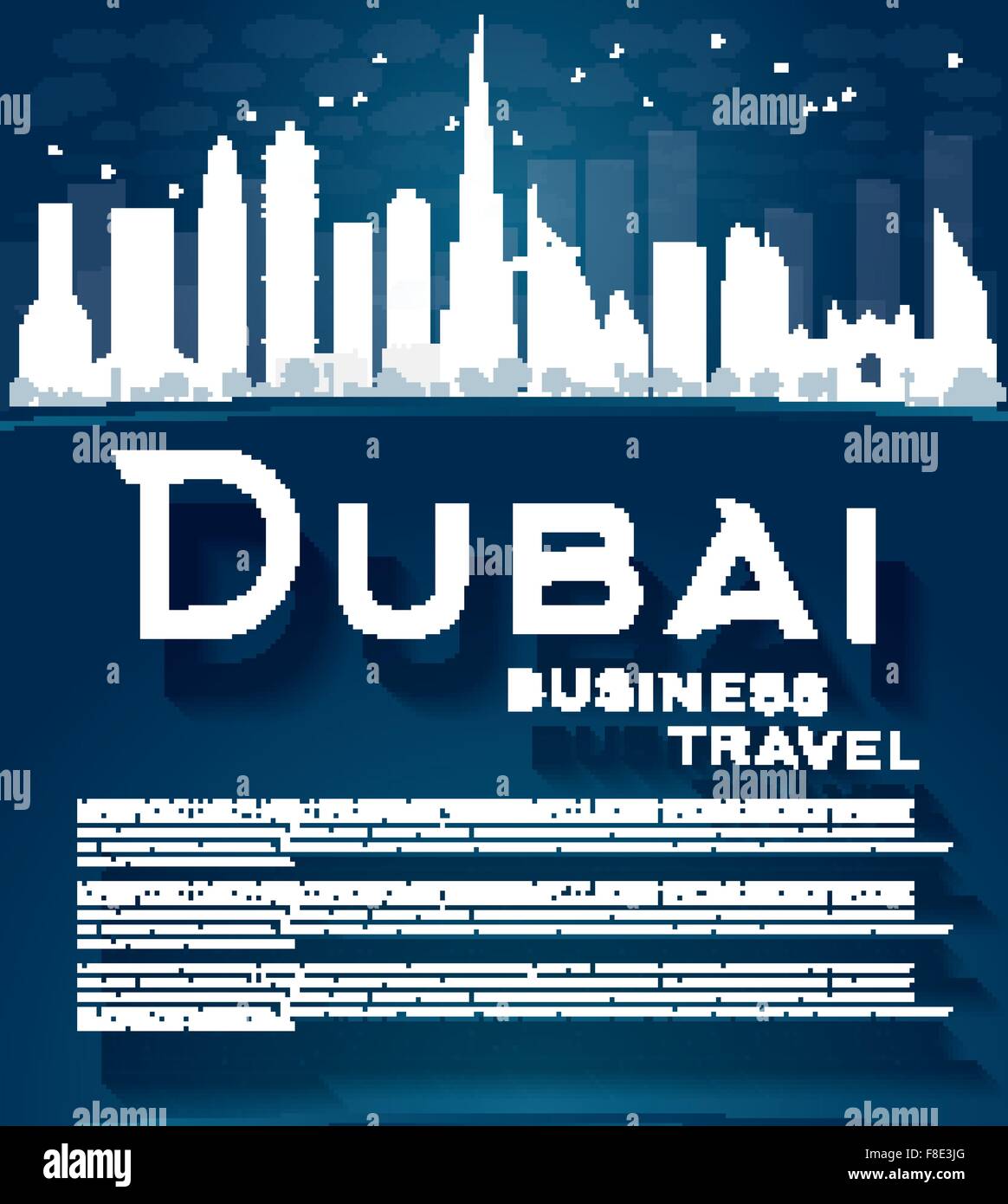 Dubai City skyline with white skyscrapers, blue sky and copy space ...
