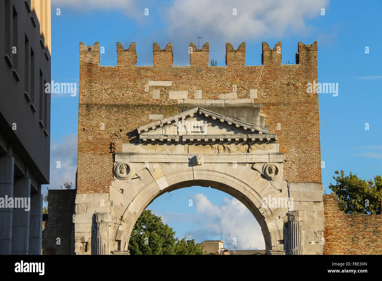 Ancient arch of Augustus (Arco di Augusto) in Rimini, Italy Stock Photo ...