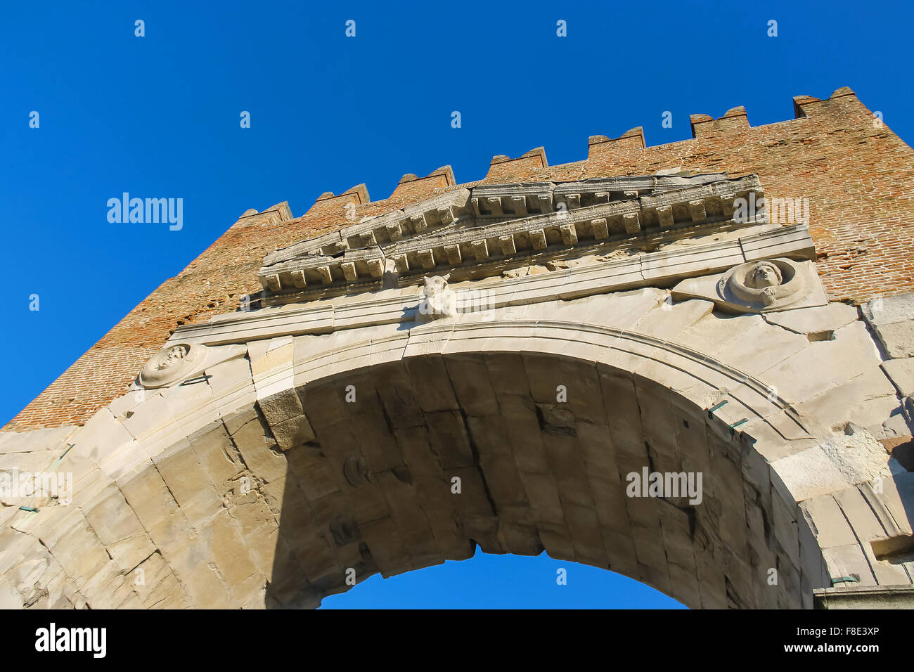 Ancient arch of Augustus (Arco di Augusto) in Rimini, Italy Stock Photo ...