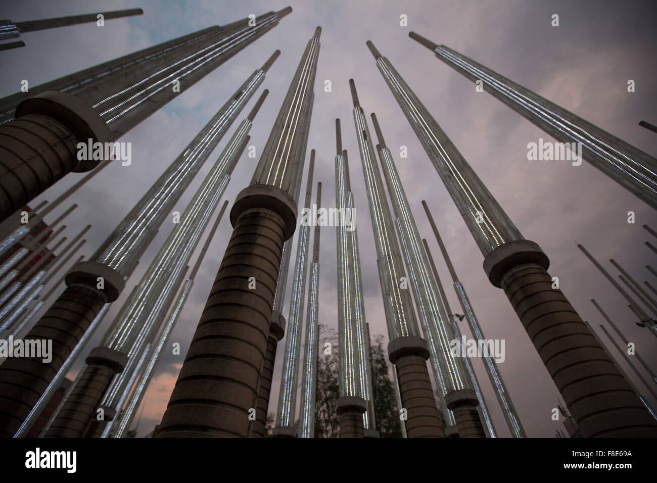 Details of lights on the Parque de las luces or Park of Lights in ...