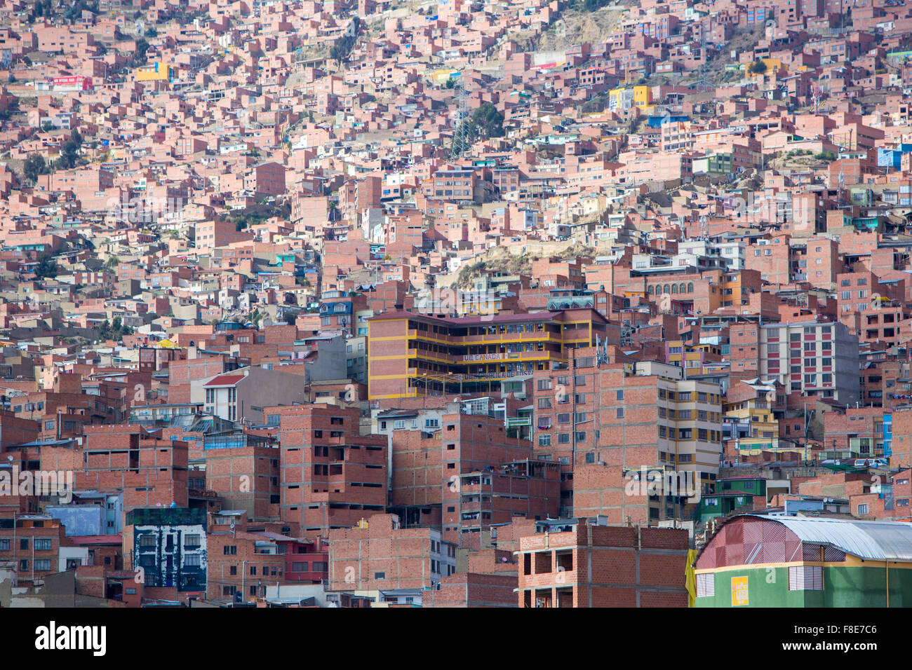 Aerial view of La Paz during the day, capital of Bolivia. Downtown of ...