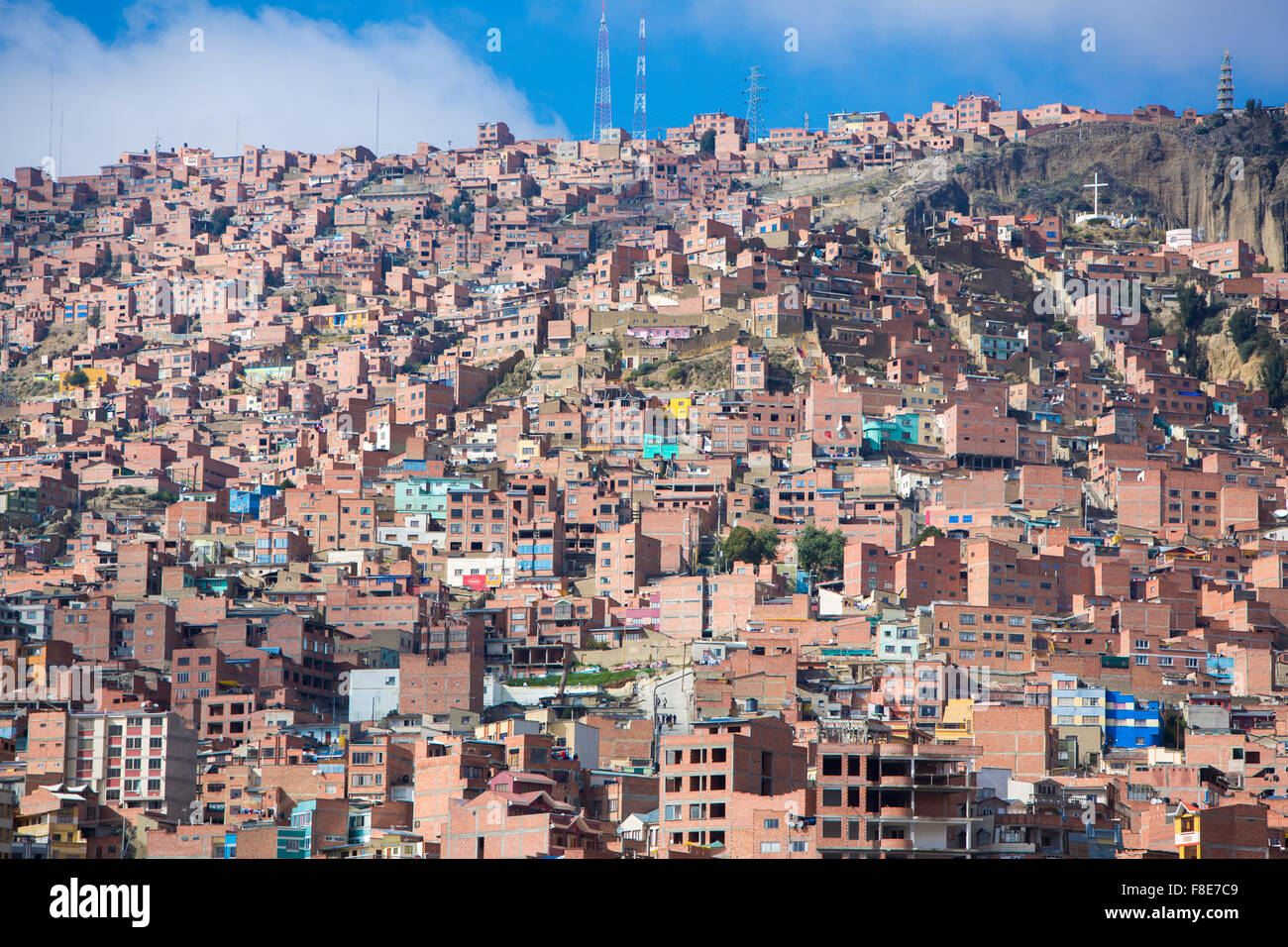 Aerial view of La Paz during the day, capital of Bolivia. Downtown of ...