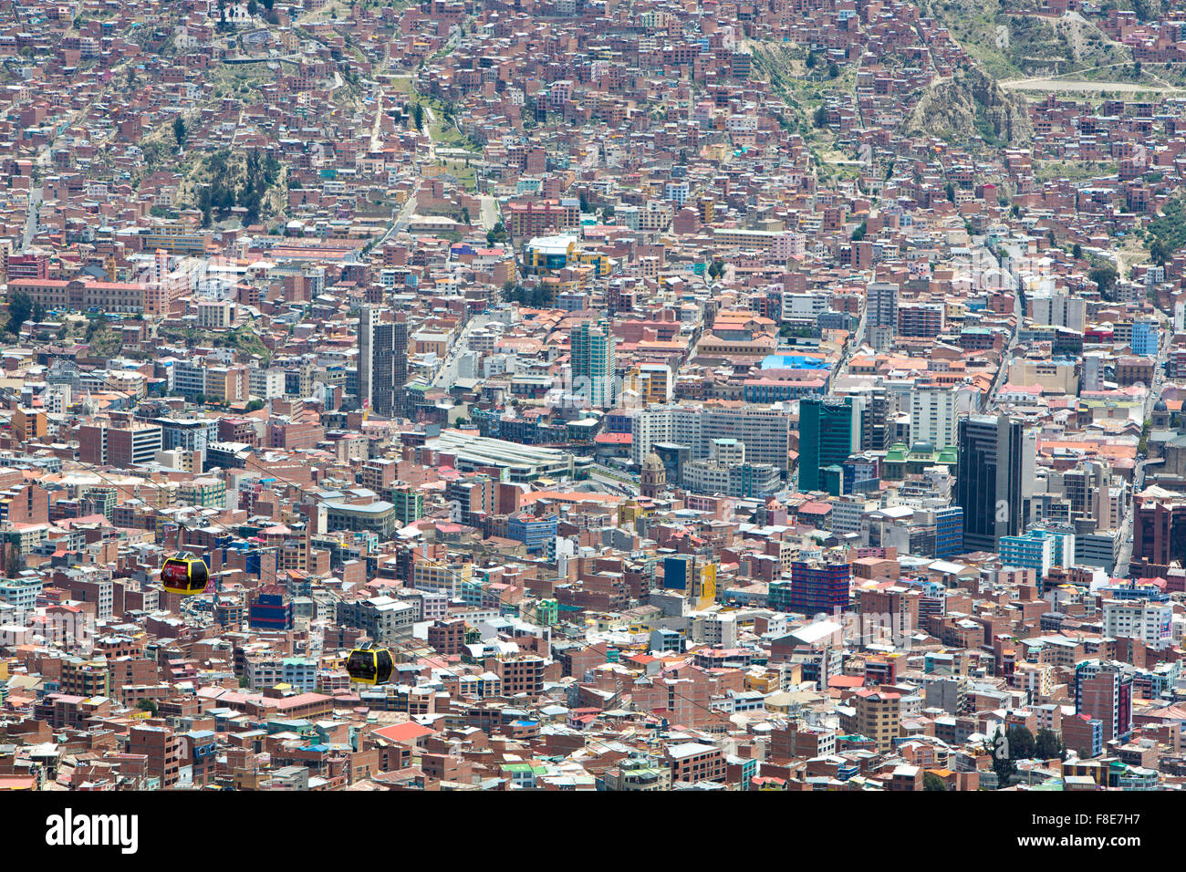 Aerial view of La Paz during the day, capital of Bolivia. Downtown of ...