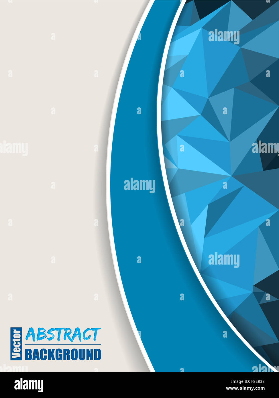 Abstract blue brochure design with light and dark polygons and blue ...