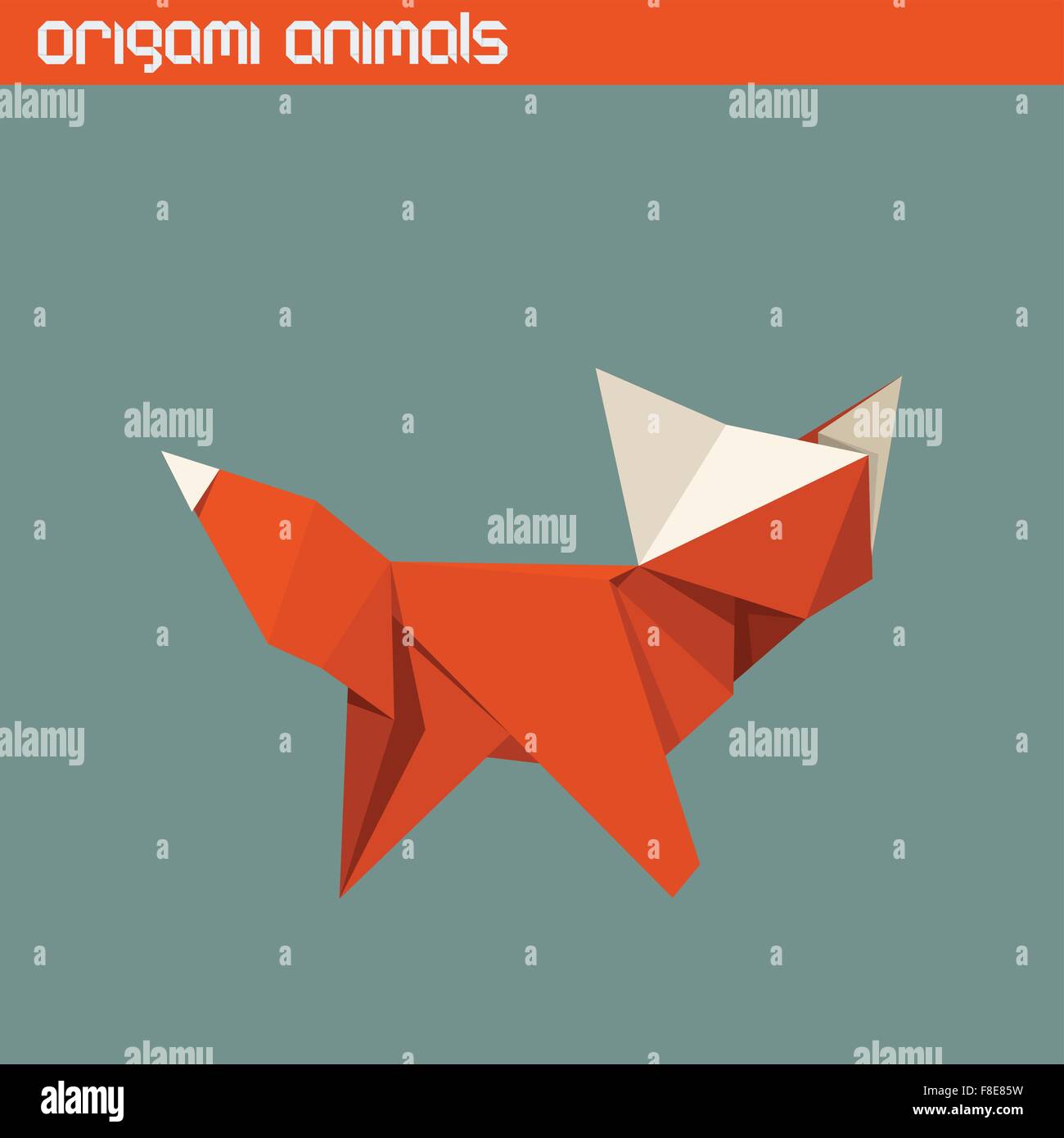 Vector origami isolated animal. Cute triangle Fox Stock Vector Image ...