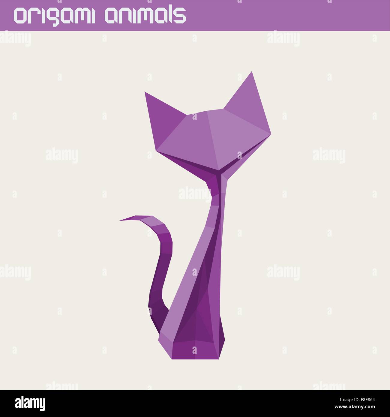 Vector origami isolated animal. Cute triangle Cat Stock Vector Image ...